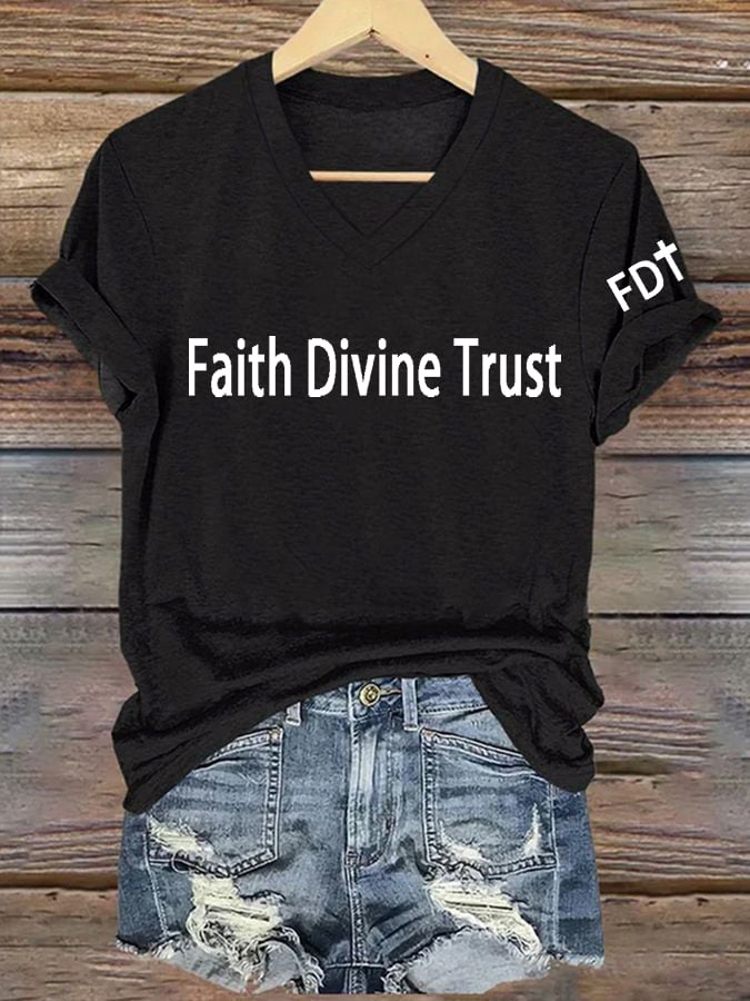 Womens Retro FDT Faith Print T-Shirt