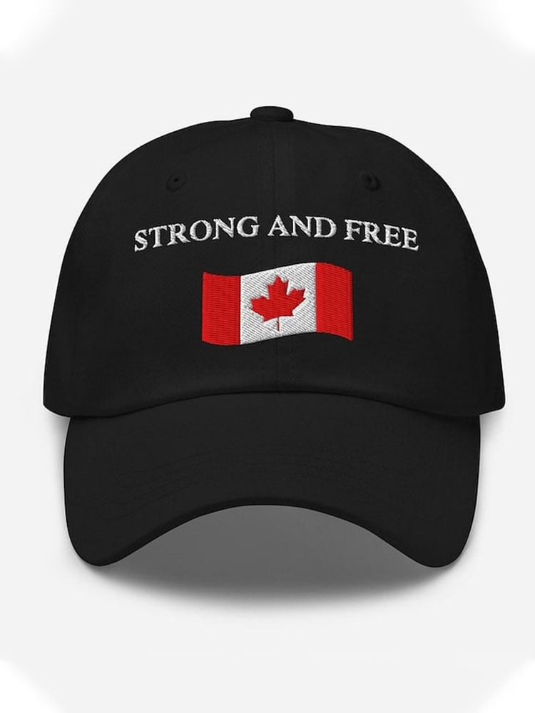 Canada Strong And Free Printed Baseball Cap