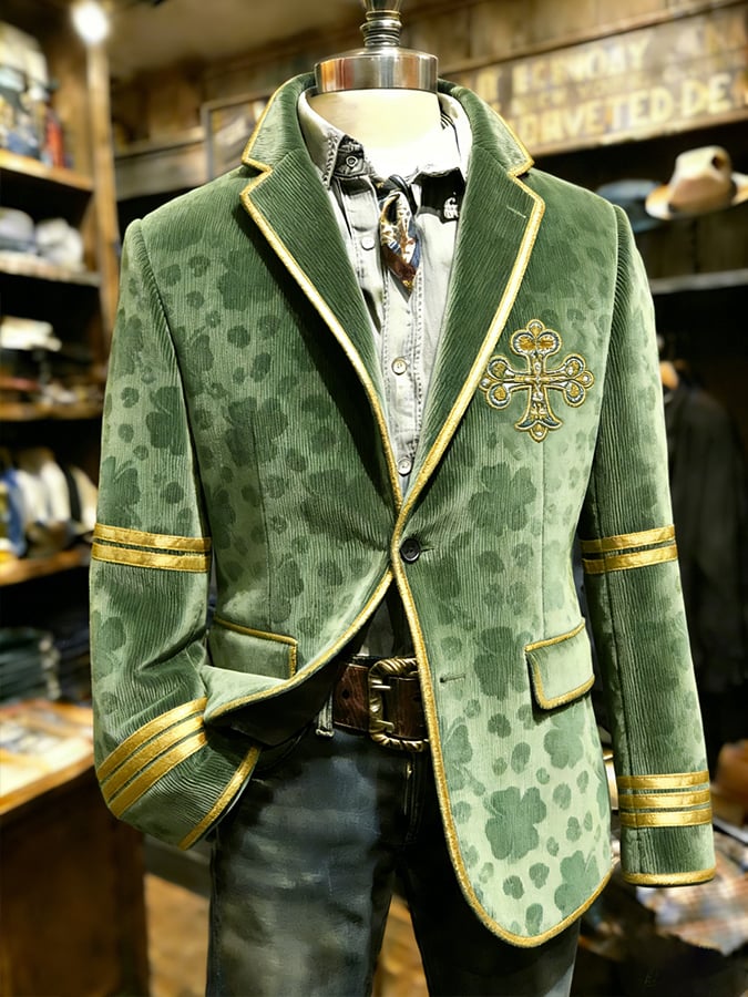 Men's St. Patrick's Day Clover Plaid Suit Jacket