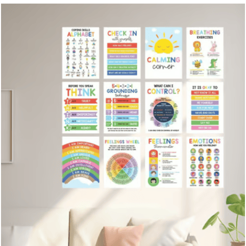 🔥12 Calming Corner Classroom Posters - Feelings Wheel Chart & Emotions ...