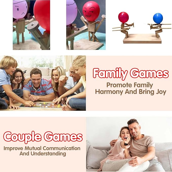 Handmade Balloon Heads Wooden Fighter Puppets Bamboo Puppet Battle Game ...