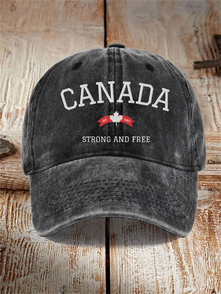 Canada Strong And Free Printed Baseball Cap